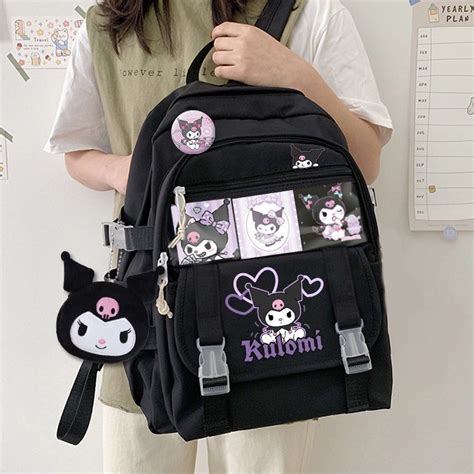 Mochila Escolar Estilo Coreano Kawaii Sanrio Kuromi Meses Sin Intereses