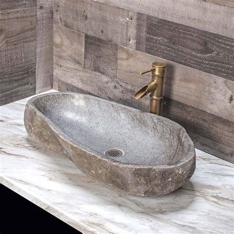 River Stone Vessel Sink Large Bathroom Fixtures Decora Loft