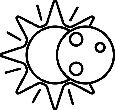 Isolated Solar Eclipse Icon In Thin Line Art Vector Art At