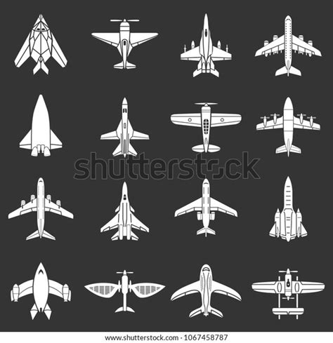 Airplane Top View Icons Set Vector Stock Vector Royalty Free