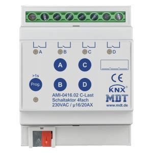 MDT Schaltaktor 4 Fach 4TE REG 16 20 A 230 V AC C Last