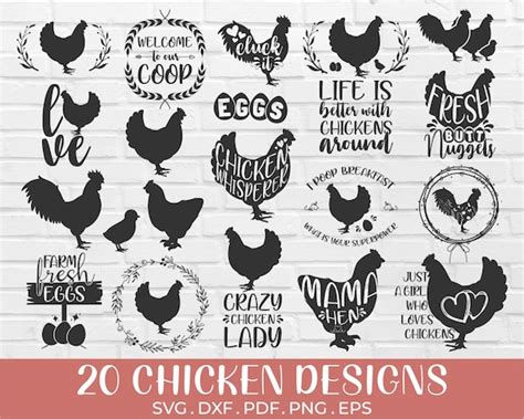 Chicken Svg Bundle Hand Drawn Chicken Svg Rooster Svg Etsy
