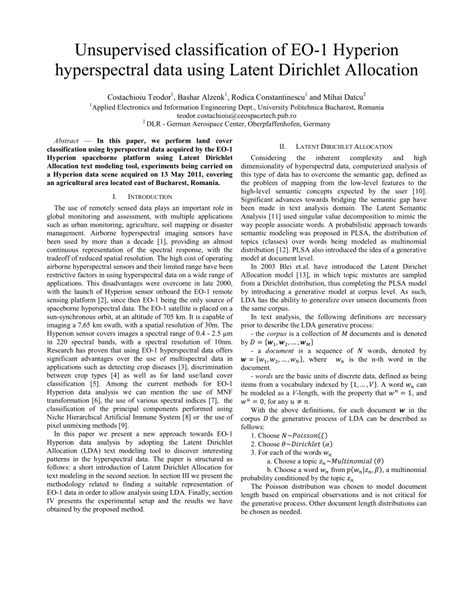 pdf unsupervised classification of eo 1 hyperion hyperspectral data using latent dirichlet