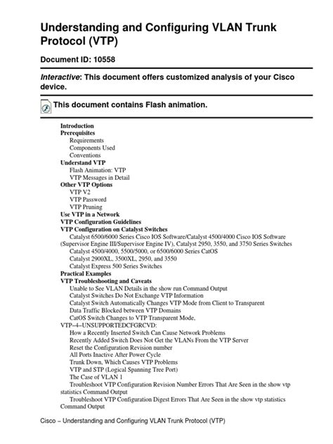 understanding and configuring vlan trunk protocol vtp document id 10558 pdf network