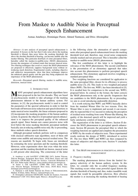 pdf from maskee to audible noise in perceptual speech enhancement