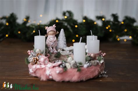 Adventi koszorú karácsonyi asztali dísz Meska hu