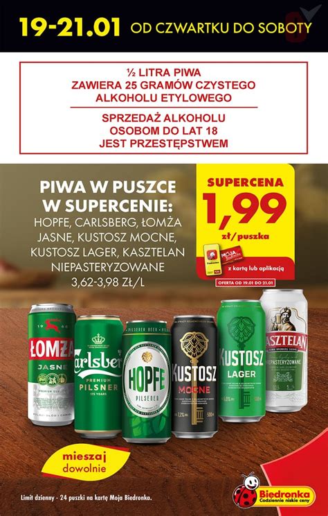 Biedronka 19 01 2023 W tym tygodniu piwo w puszce cena 1 99 zł