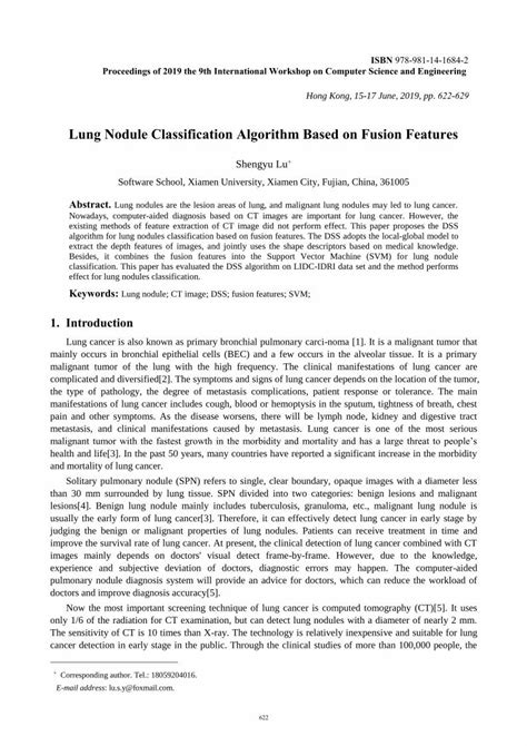 pdf lung nodule classification algorithm based on fusion features dokumen tips