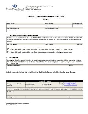 Fillable Online Official Name And Gender Marker Change Form Fax Email