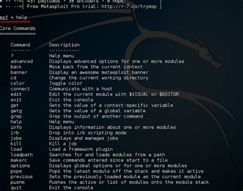 Metasploit Basic Commands