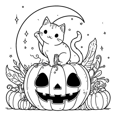 Printable Coloring Halloween Cats Coloring Pages