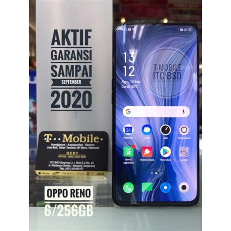 Jual OPPO RENO RAM 6GB 256GB JET BLACK Second Like New Mulus Fullset
