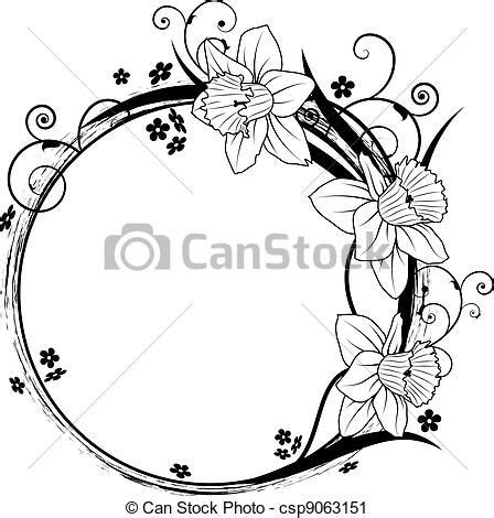 Black And White Floral Frame With Flowers
