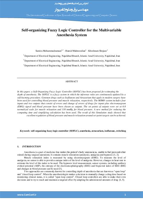 pdf self organizing fuzzy logic controller for the multivariable anesthesia system hamid