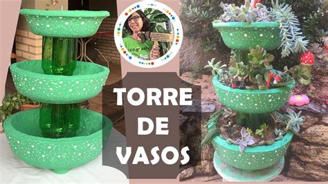DIY TORRE DE VASOS FEITOS CIMENTO E ISOPOR YouTube Vasos