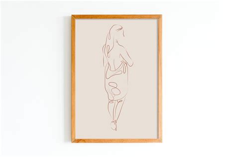 Bathroom Line Art Print Naked Woman Line Art Minimalist Line Art