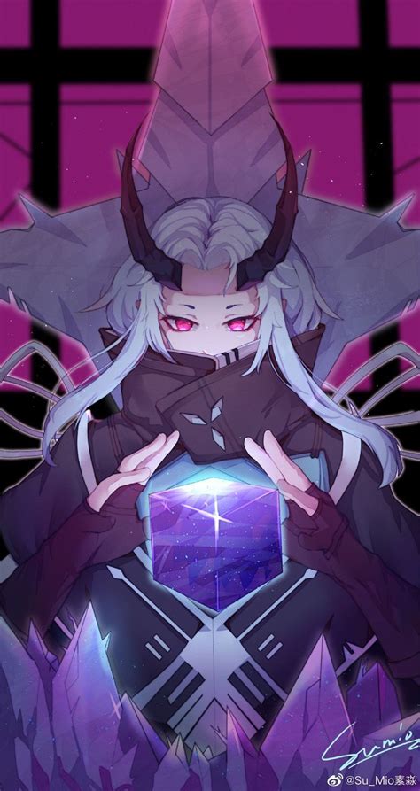 An Anime Character With White Hair And Horns
