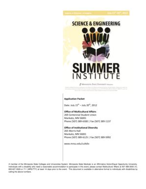 Fillable Online Mnsu Application Packet Minnesota State University