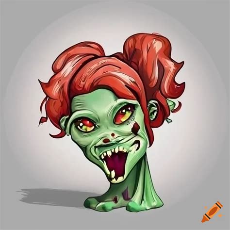 Cartoon Redhead Female Zombie Monster Head On Craiyon