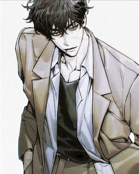 A Drawing Of A Man Sitting Down With His Hands On His Knees Wearing A