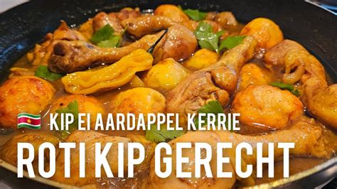 Surinaamse Roti Gerecht Kip Aardappelen Kerrie Ei Maken Recept Roti