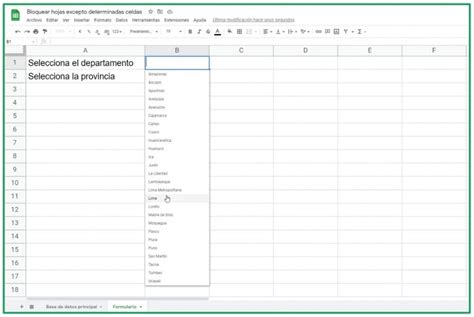 Cómo hacer listas desplegables dependientes en Google Sheets