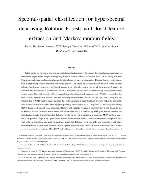 pdf spectral─spatial classification for hyperspectral data using rotation forests with local