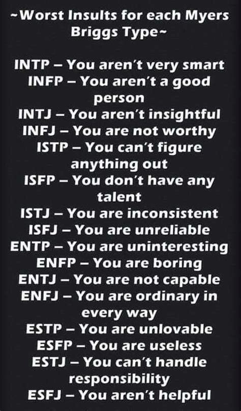 Worst Insults For Each MBTI Type Because It S Exactly What We Tell