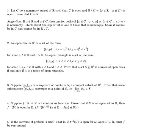 solved c {xer 0€ c} is 1 let c be a nonempty subset of r