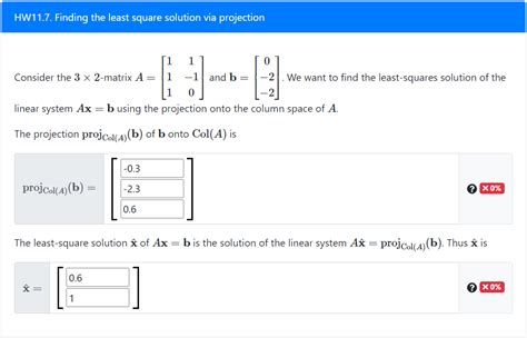 solved hw11 7 finding the least square solution via