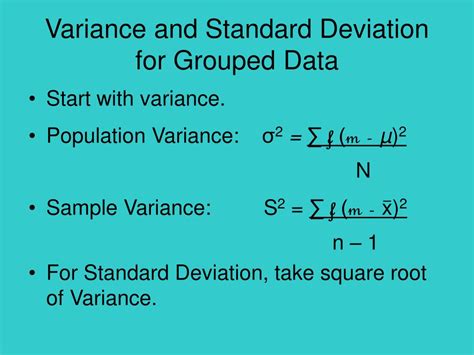 Ppt Mean Variance And Standard Deviation For Grouped Data
