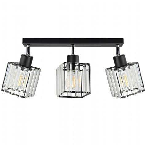 LAMPA SUFITOWA ŻYRANDOL PLAFON Czarna Kryształ LED Hallux cz