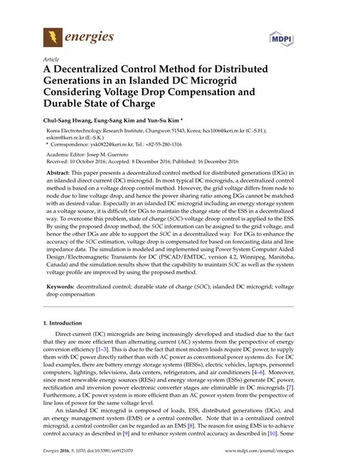 pdf a decentralized control method for distributed generations in an islanded dc microgrid