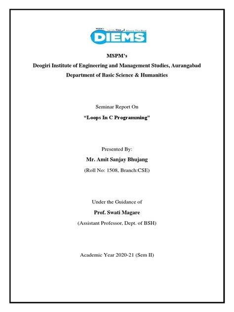 report writing on loops pdf control flow computing