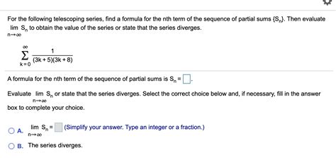 solved for the following telescoping series find a formula