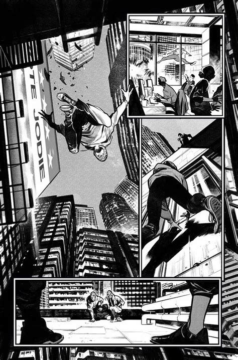 A Black And White Image Of A Man Flying Through The Air In Front Of
