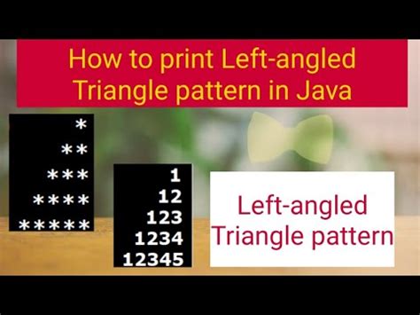 How To Print Left Angled Triangle Pattern In Java Pattern Programming