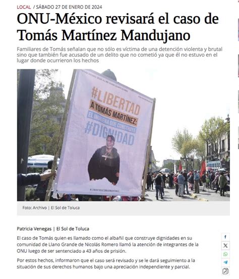 ONU México revisará el caso de Tomás Martínez Mandujano