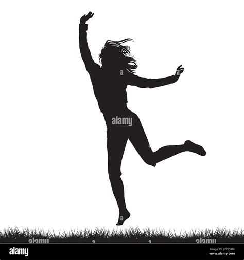 Silueta De Mujer Saltando Outdoor Imagen Vector De Stock Alamy