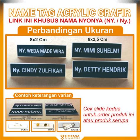 Jual Nama Dada Akrilik Grafir Nyonya Bhayangkari Persit Name Tag