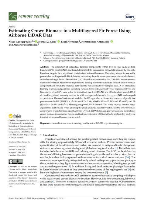 pdf estimating crown biomass in a multilayered fir forest using airborne lidar data
