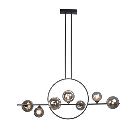 Lampa Sufitowa Wisząca Żyrandol Do Salonu Jadalni Czarna 7 Kul led ring
