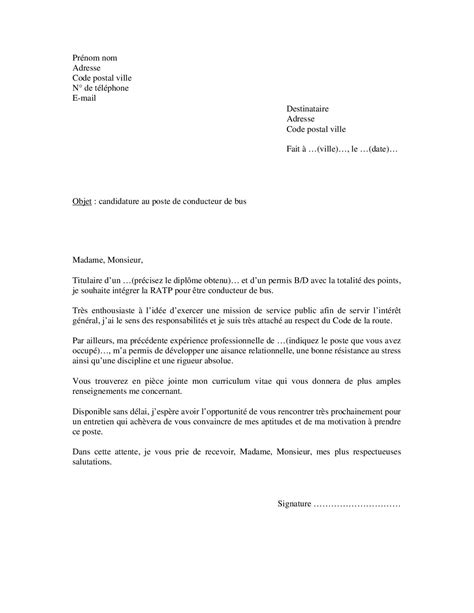 Lettre de motivation de conducteur de bus sans expérience