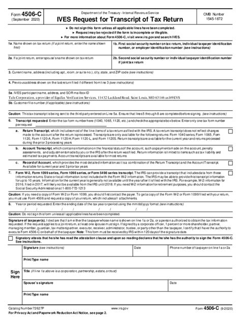 Fillable Online Form 4506 C 9 2020 Doc 3297 IVES Request For