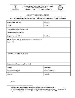 Completable En línea etsist upm Solicitud de alta como entidad