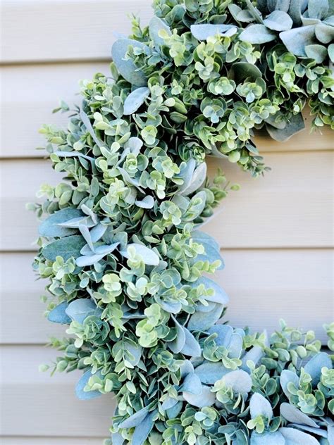 Year Round Lamb S Ear And Eucalyptus Front Door Wreath Etsy