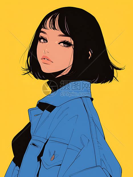 黑发少女插画图片下载 正版图片601255676 摄图网