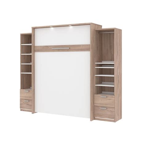 Grand Lit Escamotable Cielo Blanc Et Brun Rustique De Bestar Avec