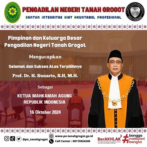 Ucapan Selamat Dan Sukses Atas Terpilihnya Ketua Mahkamah Agung RI