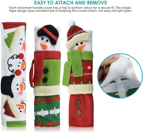 Juego de 3 fundas navideñas para manijas de puerta de refrigerador con